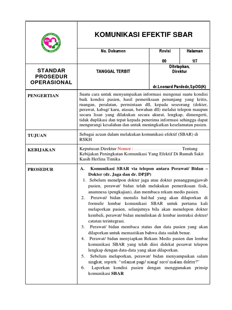 SPO SKP KOmunikasi Efektif SBAR | PDF