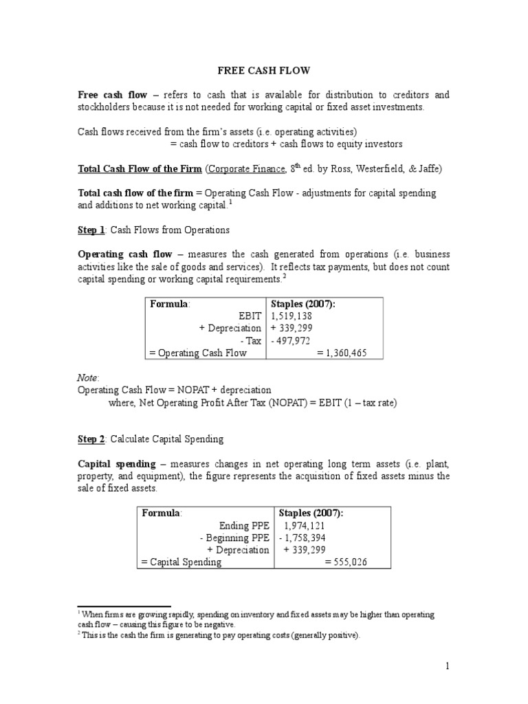 3 - FCF Calculation | PDF | Free Cash Flow | Working Capital