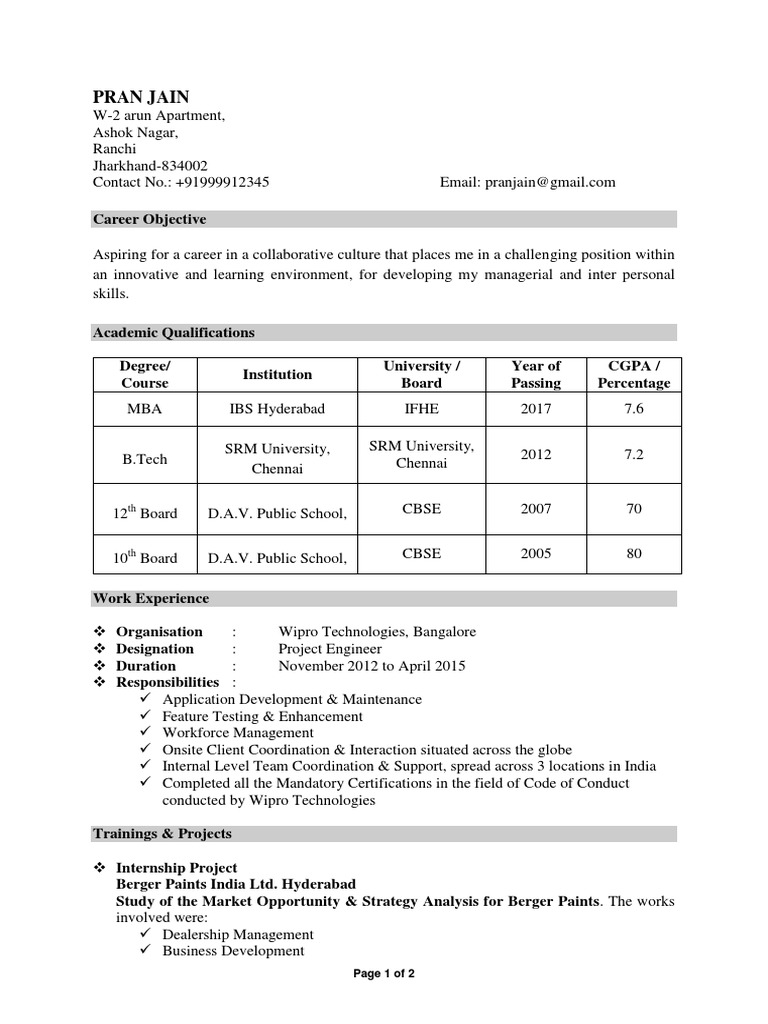 IBS College Format CV | PDF | Java Platform | Computing