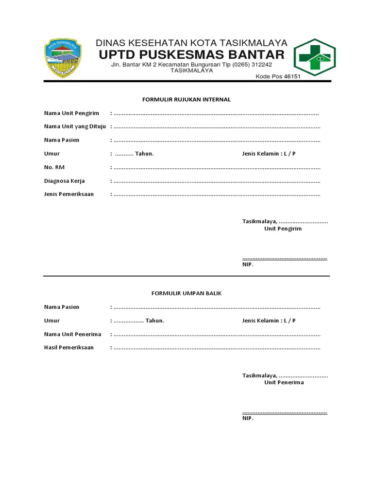 Formulir Rujukan Internal | PDF