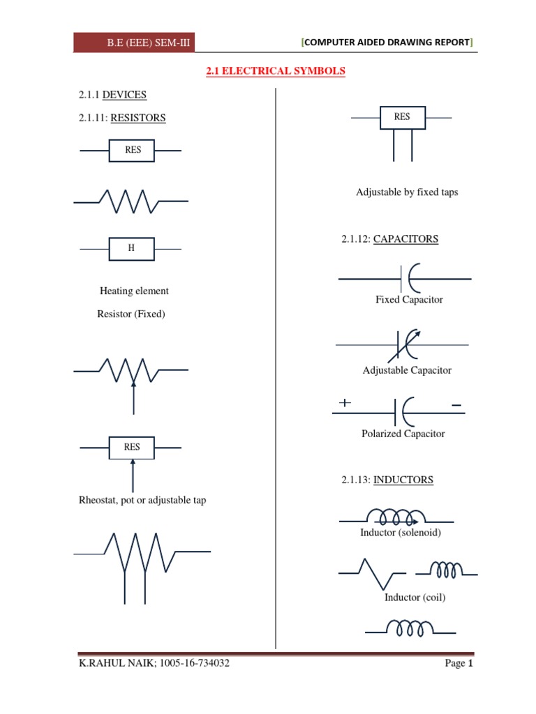 B.E (Eee) Sem-Iii: 2.1 Electrical Symbols | PDF | Switch | Rectifier