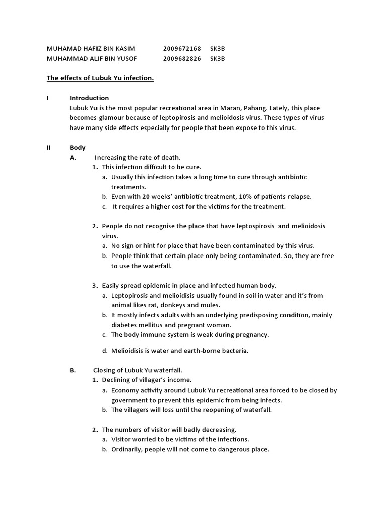 Impact of Lubuk Yu Infections on Community | PDF | Infection | Clinical ...