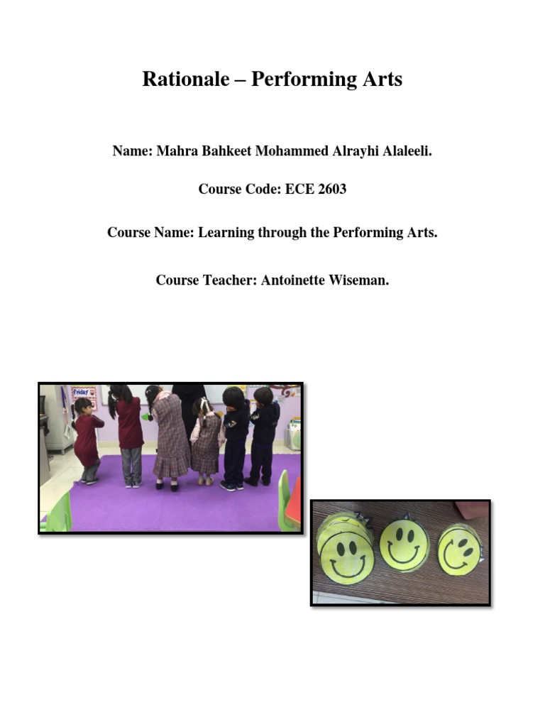 Rationale - Performing Arts: Name: Mahra Bahkeet Mohammed Alrayhi ...