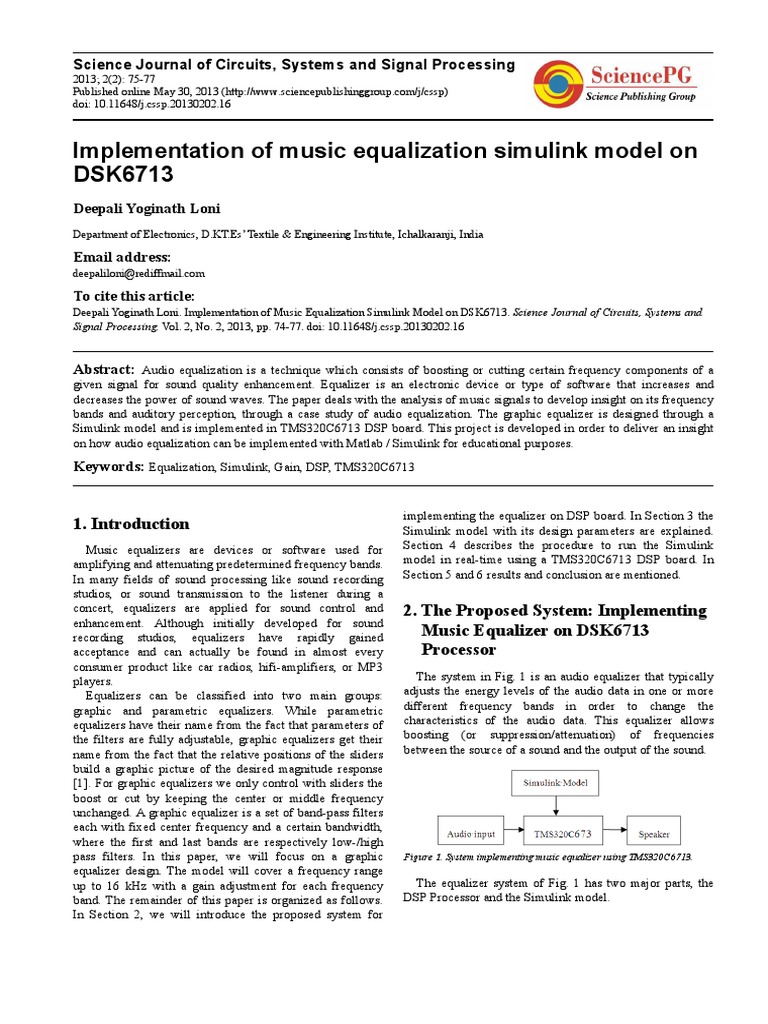 DSP Project Research Paper | PDF | Equalization (Audio) | Digital Signal Processing