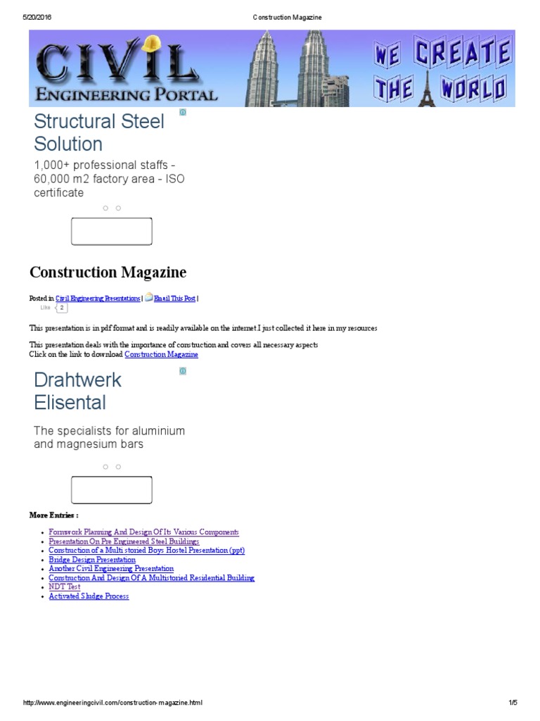 Structural Steel Solution: Construction Magazine | PDF | Civil ...