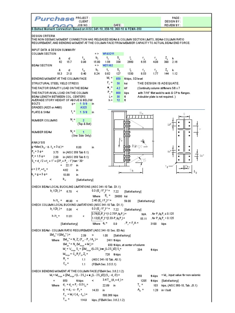 Bolted Moment Connection | PDF | Beam (Structure) | Structural Steel