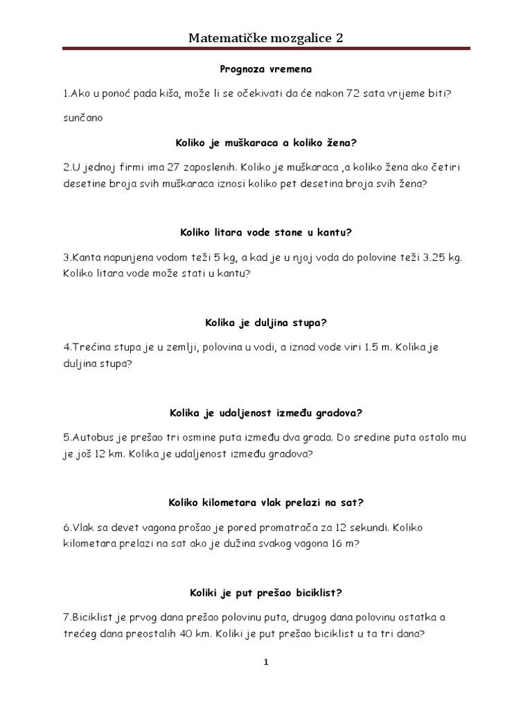 Matematicke Mozgalice 2 | PDF