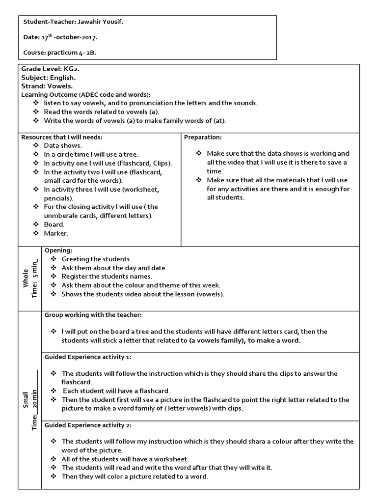 Lesson Plan Vowels | Download Free PDF | English Language | Semiotics