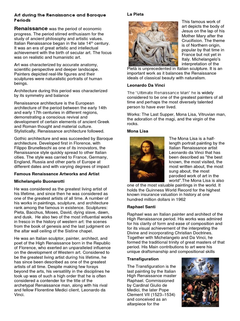 Art During The Renaissance and Baroque Periods | PDF | Renaissance ...