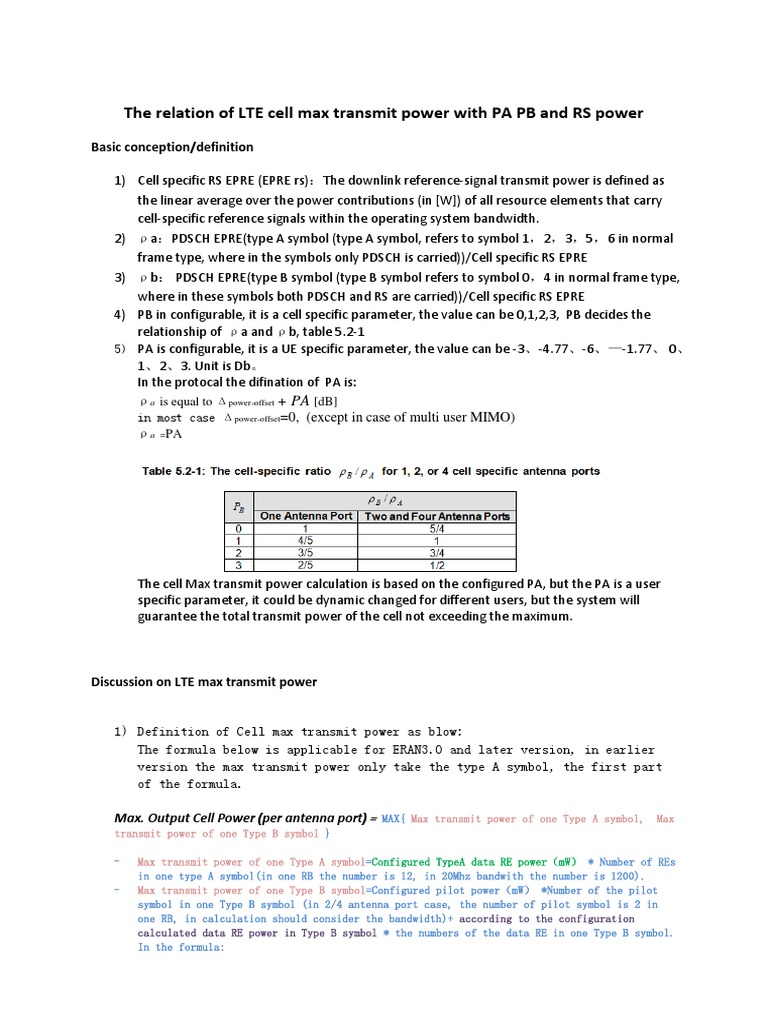 The Relation of LTE Cell Max Transmit Power With PA PB and RS Power_djf ...