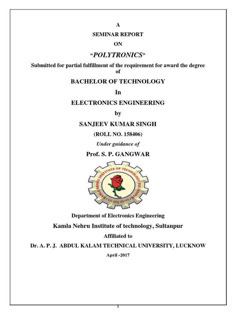 Seminar Report on Polytronics | PDF | Field Effect Transistor | Oled