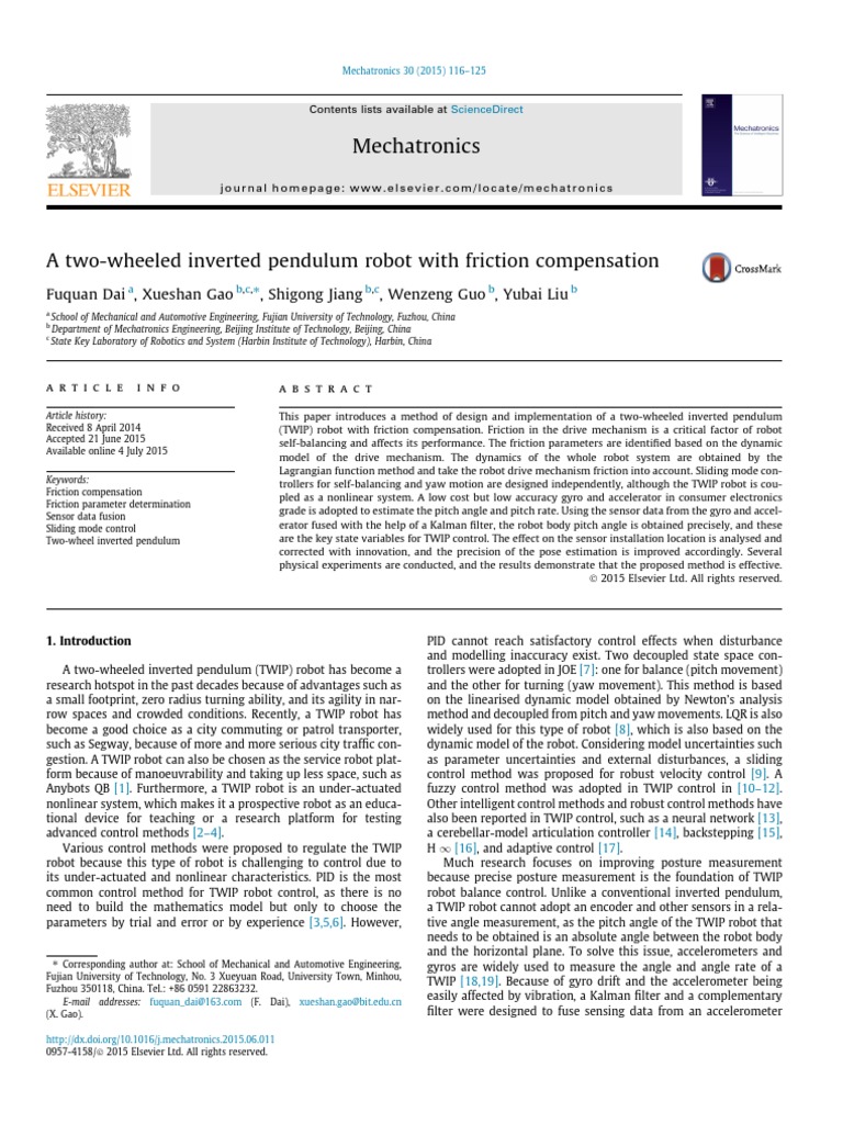 Inverted Pendulum Robot Design | PDF | Rotation Around A Fixed Axis ...