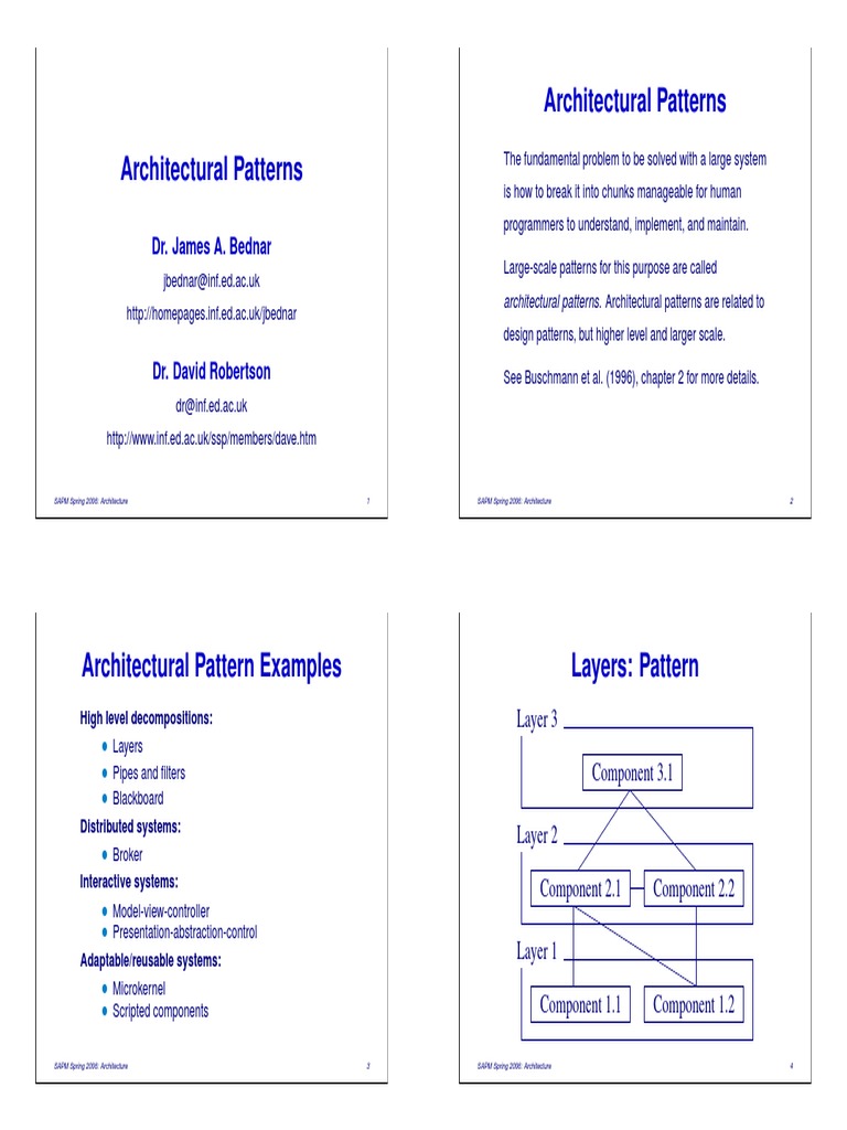Architectural Patterns: Dr. James A. Bednar | PDF | Model–View–Controller | Operating System