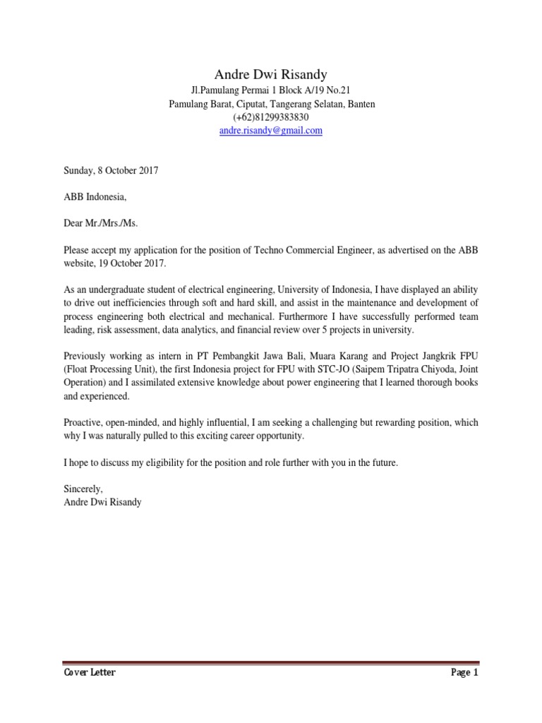 ABB Cover Letter | PDF
