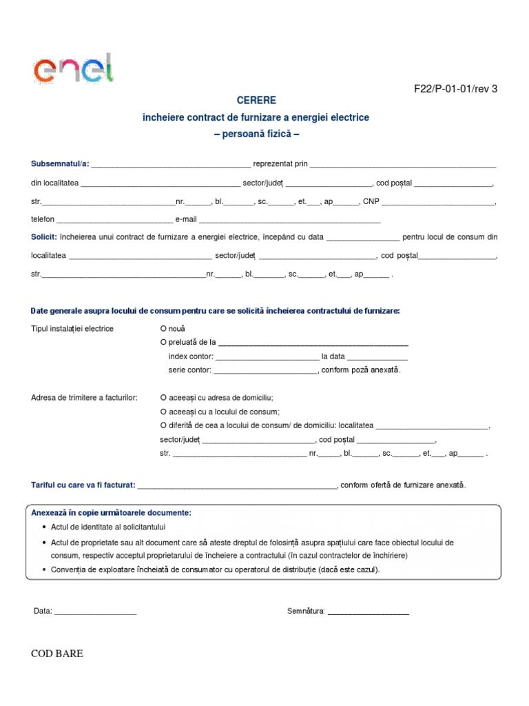 Cerere Incheiere Contract Persoana Fizica Piata Reglementata | PDF