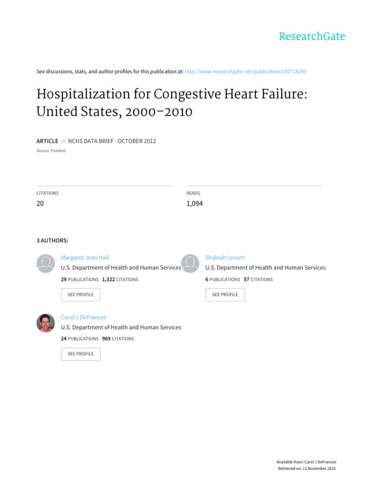 Hospitalization For Congestive Heart Failure: United States, 2000-2010 ...
