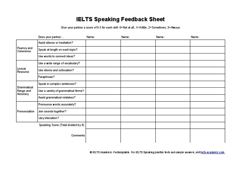 IELTS-Speaking-Student-Feedback-Sheet.pdf | International English ...