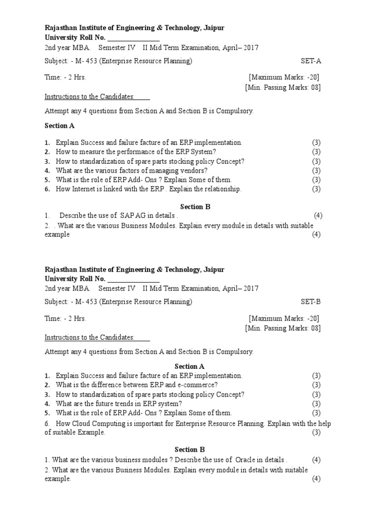 ERP Mid Term 2 | PDF | Enterprise Resource Planning | Information ...