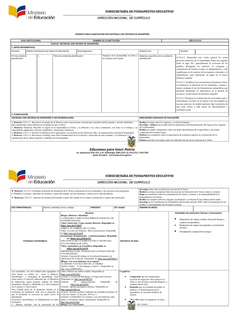Guia de Planificación 1 | PDF | Plan de estudios | Tierra