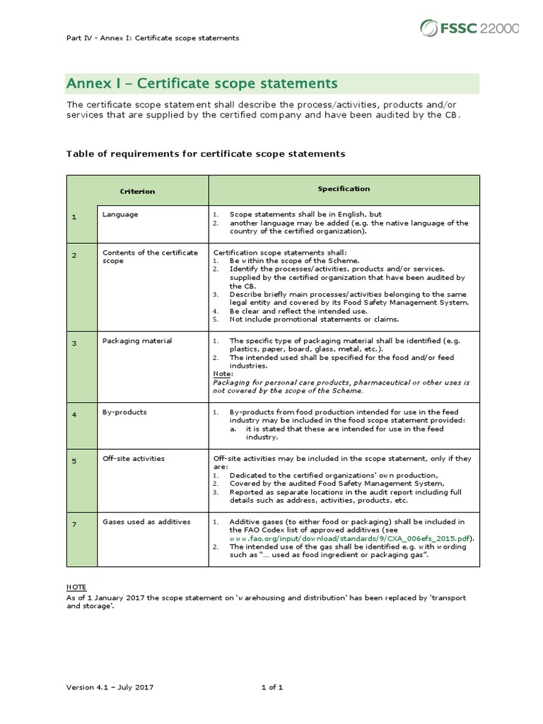 Annex I Part IV Scope Statements Part IV v4.1 PDF | Download Free PDF ...