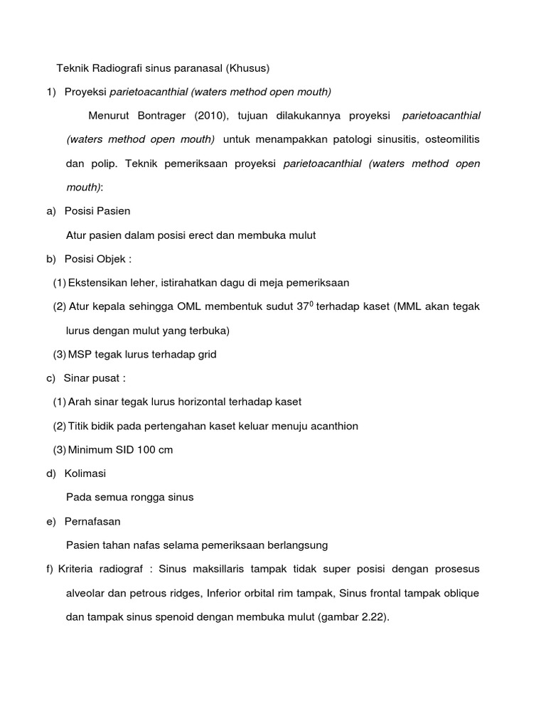 Teknik Radiografi Sinus Paranasal Waters Open Mouth | PDF | Sains ...