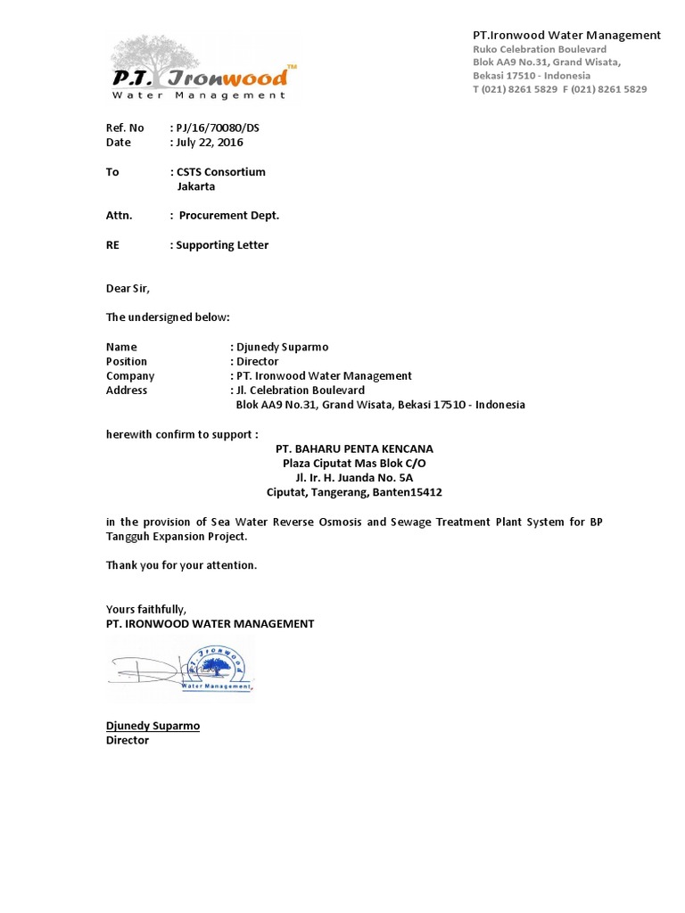 BPK - Supporting Letter Ironwood | PDF