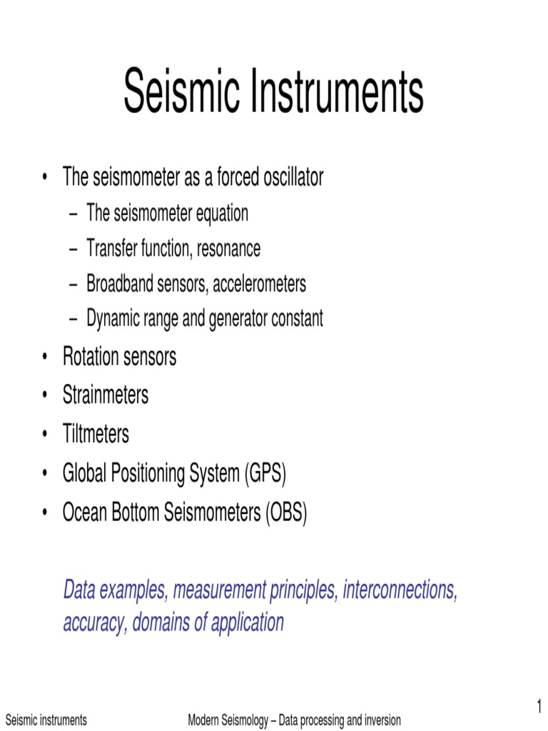 2 Ms Seismic Instruments | PDF | Seismology | Accelerometer