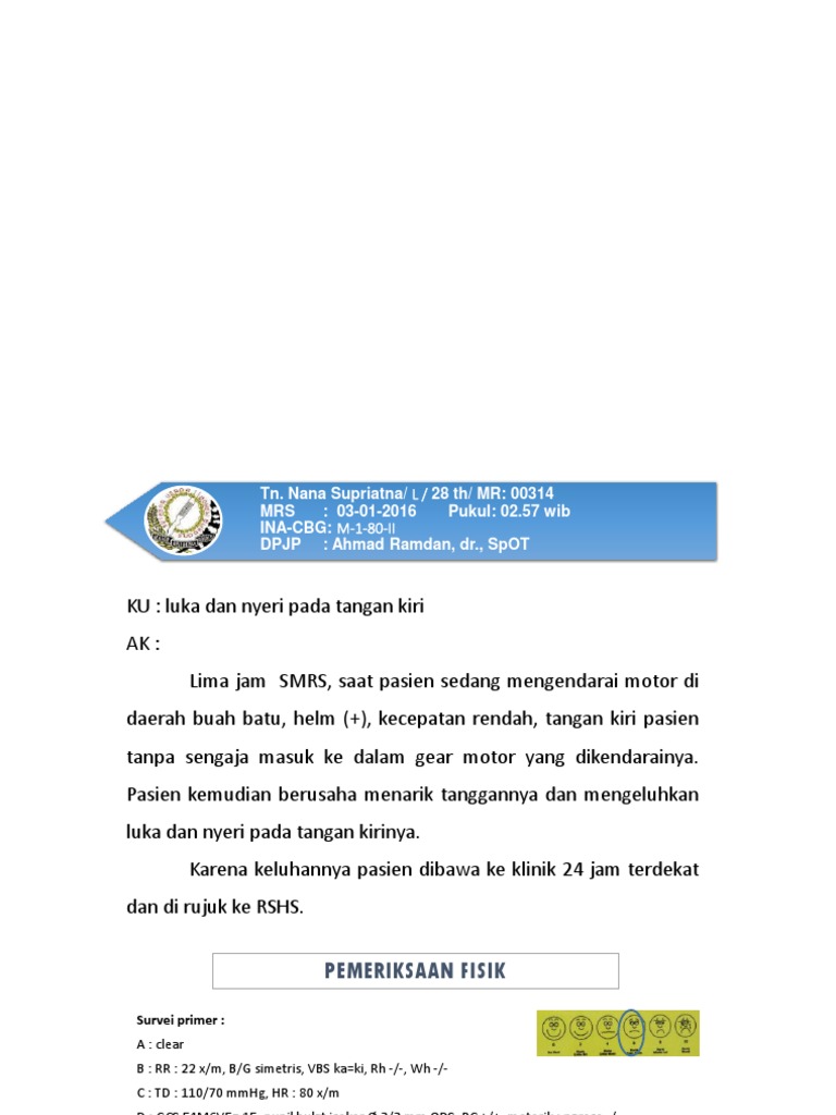 Fingertip Injury Digiti 2-3 Manus Sinistra Allen Type 4 & Digiti 4 ...