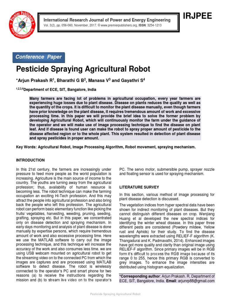 Pesticide Spraying Agricultural Robot | PDF | Image Segmentation | Robot