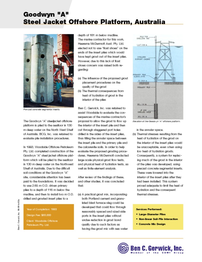 Goodwyn a Steel Jacket Offshore Platform | Deep Foundation | Concrete