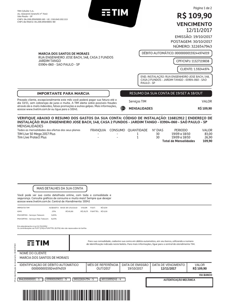 fatura.pdf | Brasil | Bancos | Avaliação gratuita de 30 dias | Scribd