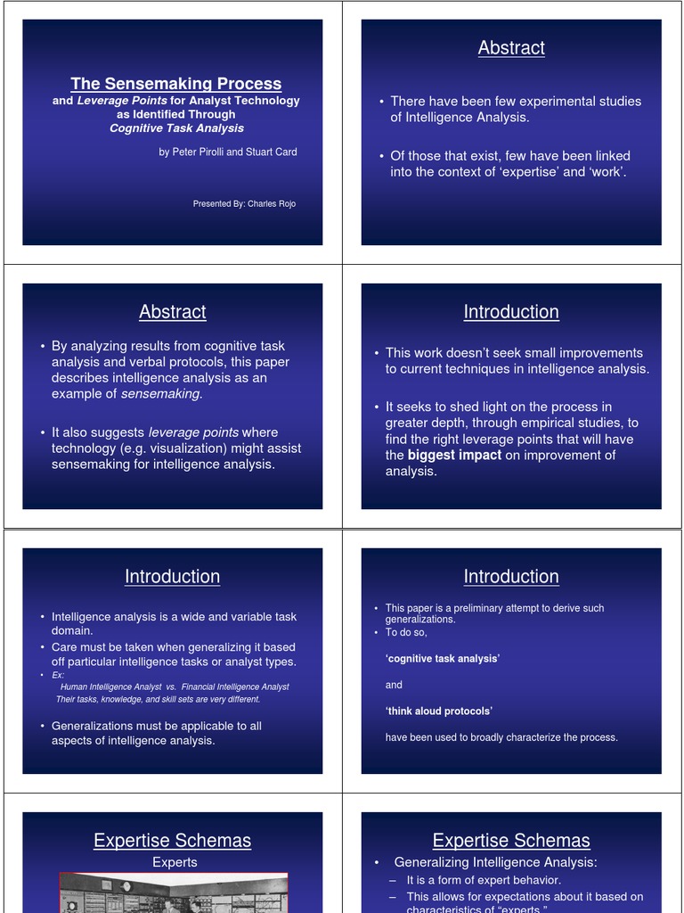 The Sensemaking Process: Cognitive Task Analysis | Download Free PDF | Expert | Intelligence ...