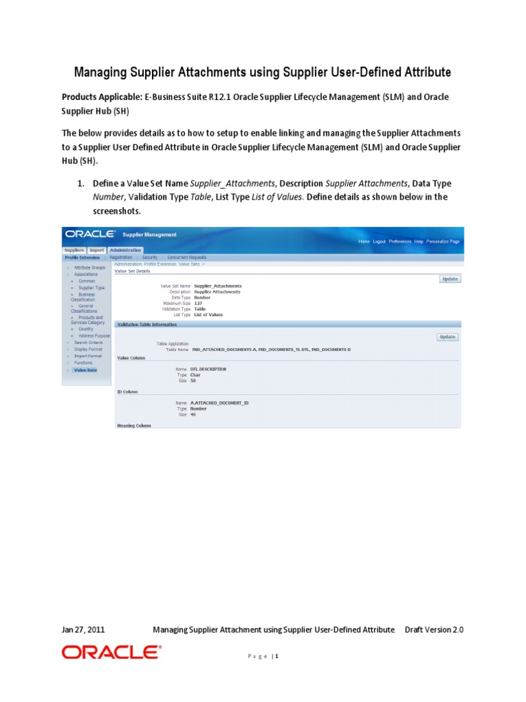 Oracle Supplier Attachment Guide | PDF | Data Type | Software Engineering