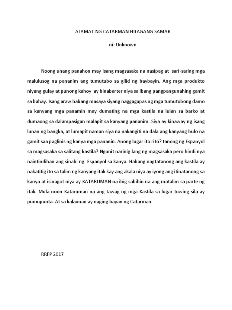 Alamat NG Catarman Hilagang Samar | PDF
