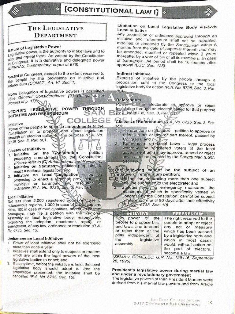 Constitutional Law (San Beda) | PDF
