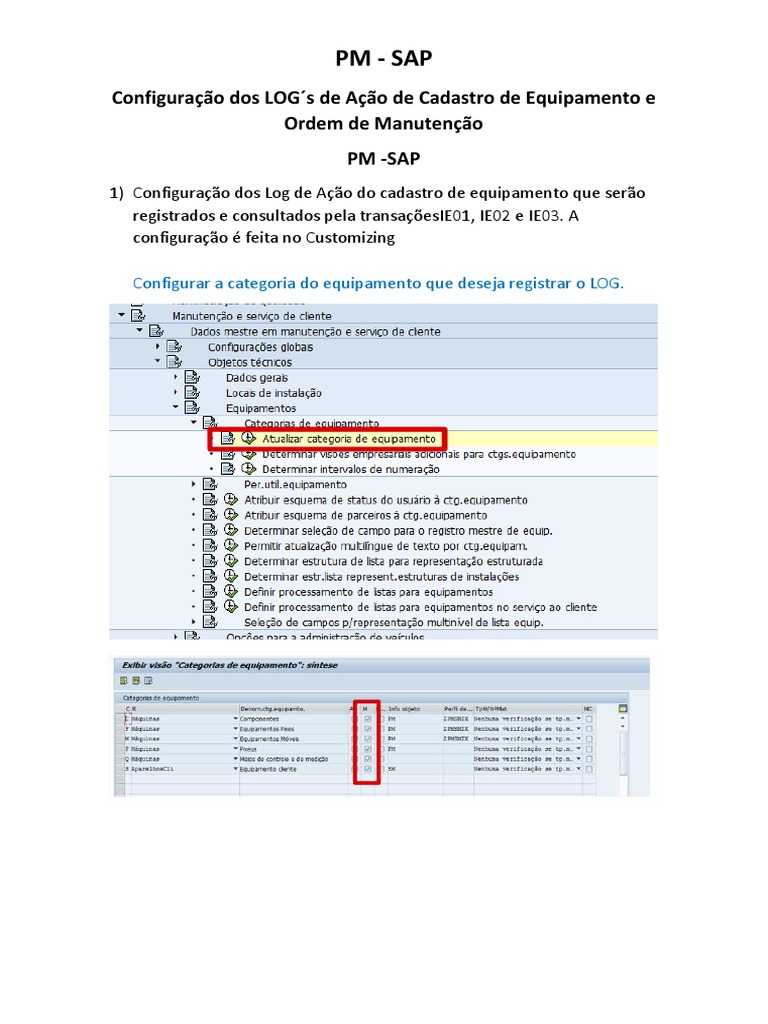 Ativar LOG de Ação PM SAP | PDF | Computadores