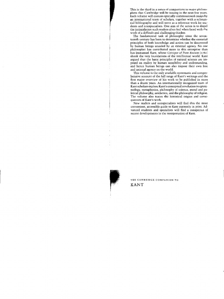 Paul Guyer - The Cambridge Companion To Kant PDF | PDF | Immanuel Kant ...