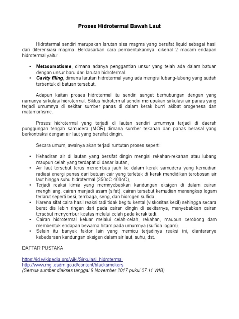 Proses Hidrotermal Bawah Laut | PDF