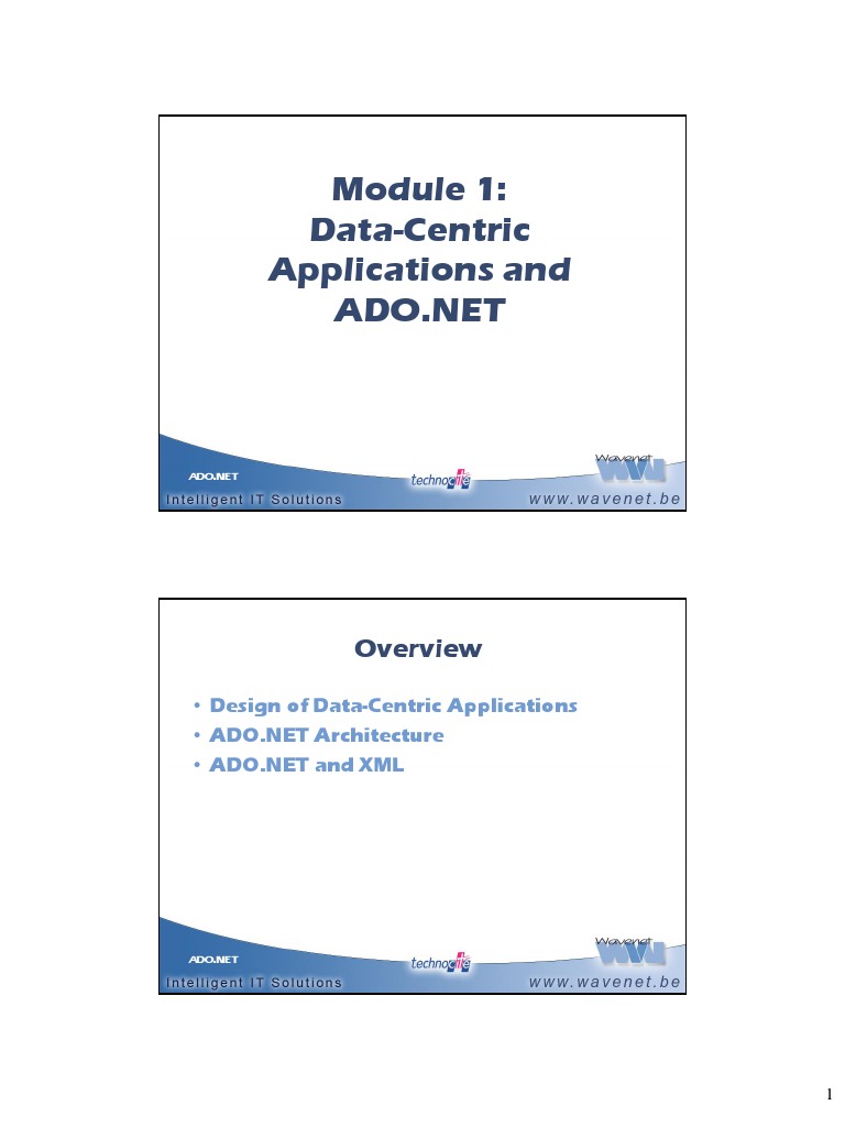 Introduction to Data-Centric Applications and the ADO.NET Architecture | PDF | Active X Data ...