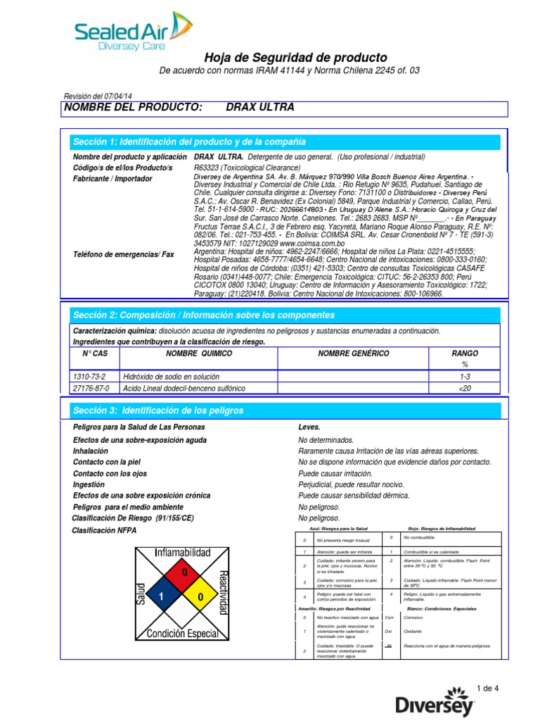 Drax Ultra - Msds - 38169 | PDF | Agua | Residuos