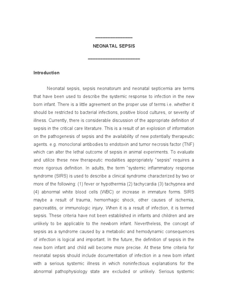 Case Study Neonatal Sepsis | PDF | Sepsis | Inflammation