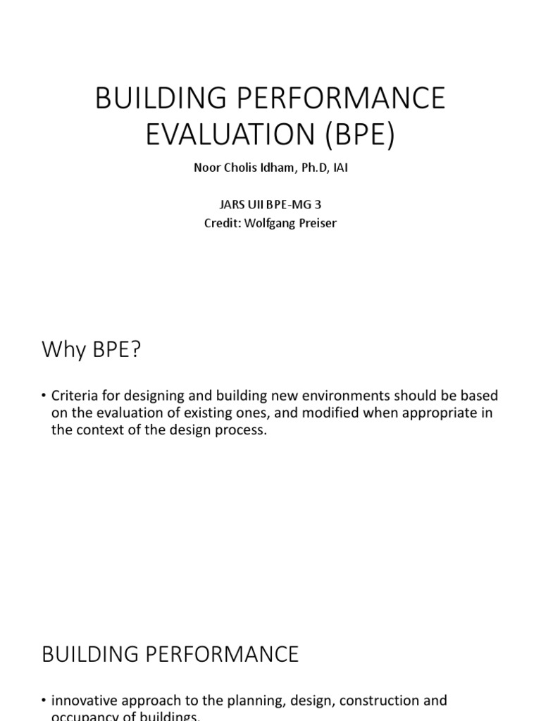 Building Performance Evaluation (Bpe) MG 3-4 | PDF | Life Cycle ...