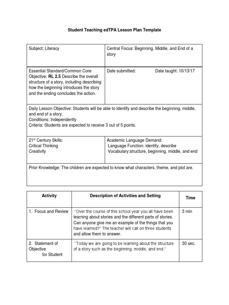 Student Teaching Edtpa Lesson Plan Template | PDF | Teachers | Sharing
