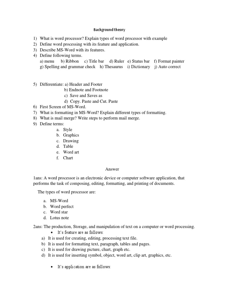 Background Theory | Download Free PDF | Word Processor | Microsoft Word