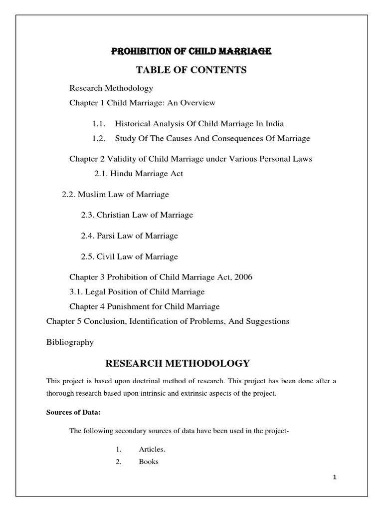 Research Project On CHILD MARRIAGE | PDF | Marriage | Child Marriage