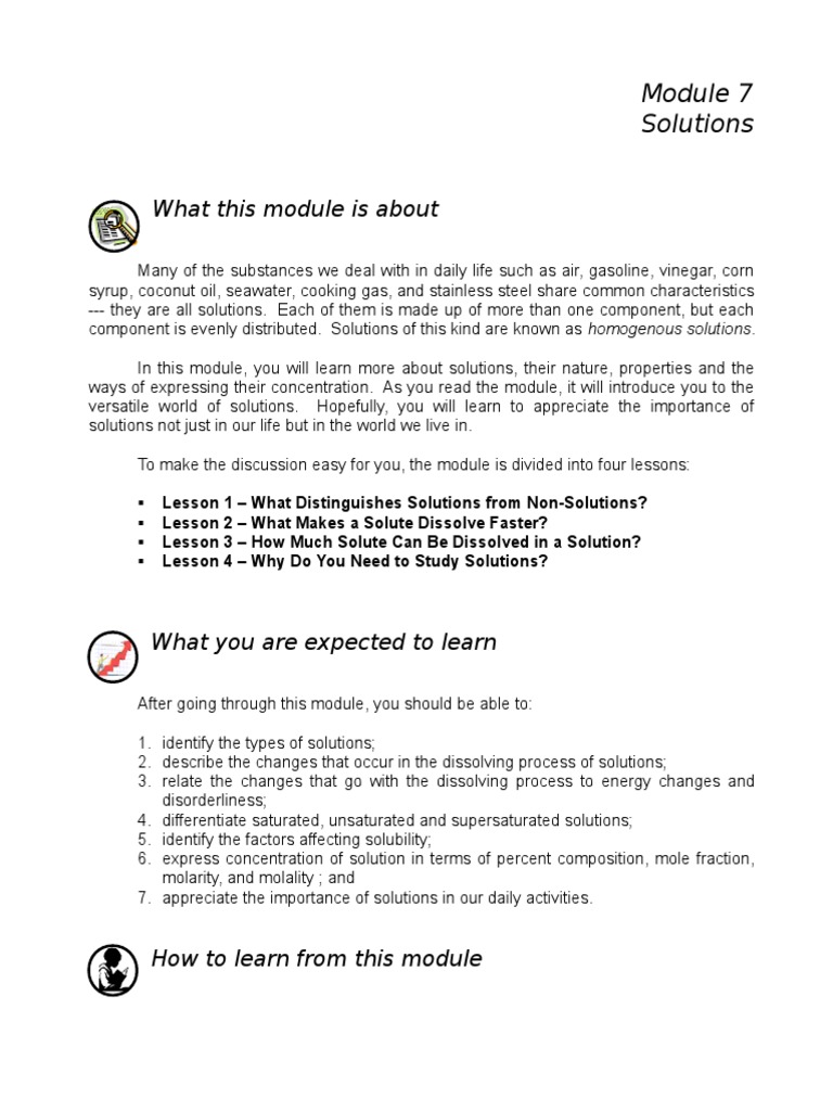 Chem M7 Solutions | PDF | Solution | Solubility