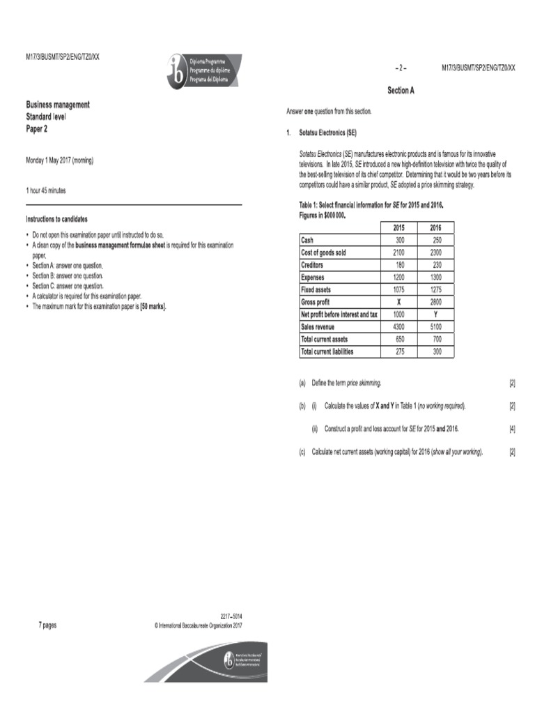 Business Management Paper 2 SL | PDF