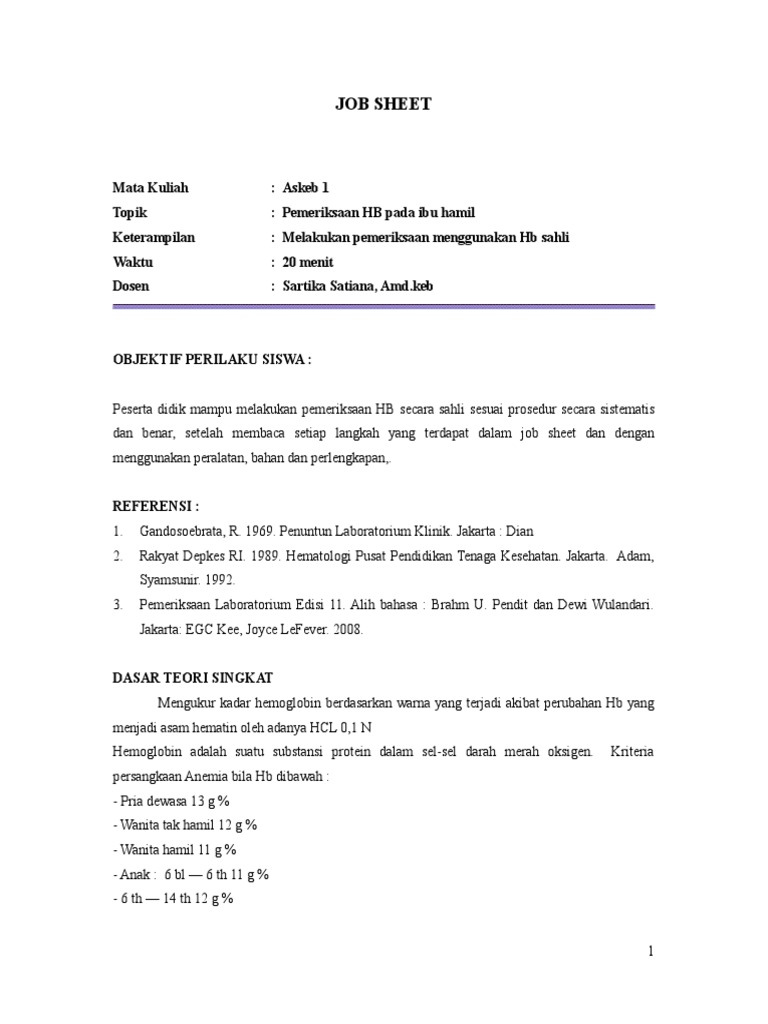 Contoh Job Sheet | PDF