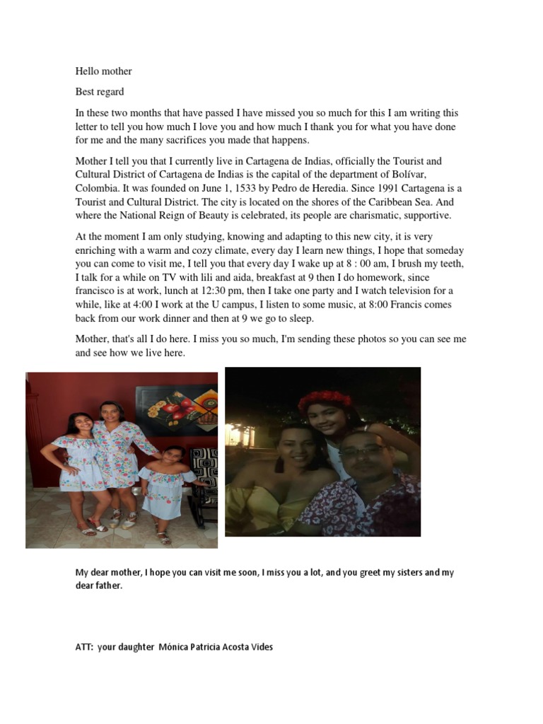 Letter To My Mother - Monica | PDF