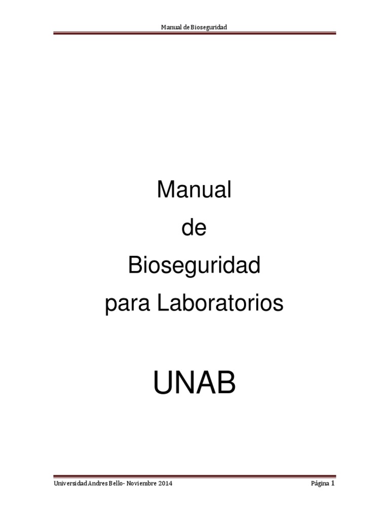 Manual de Bioseguridad UNAB Version Final | Descargar gratis PDF | Laboratorios | Lavado de manos